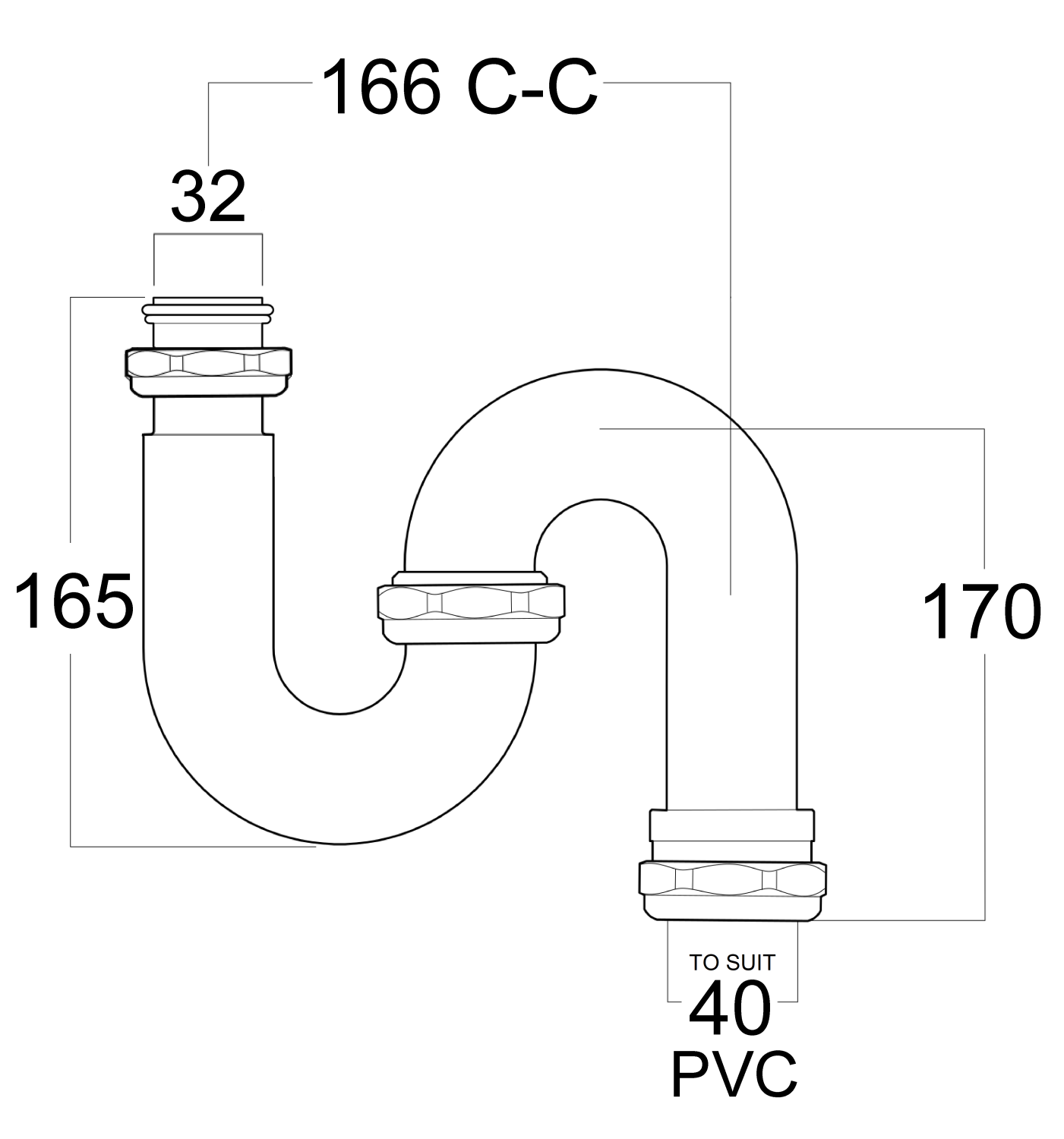 CB | 32mm CTS S Trap to Suit 40 PVC - Easy Fix Outlet Type - S Traps ...