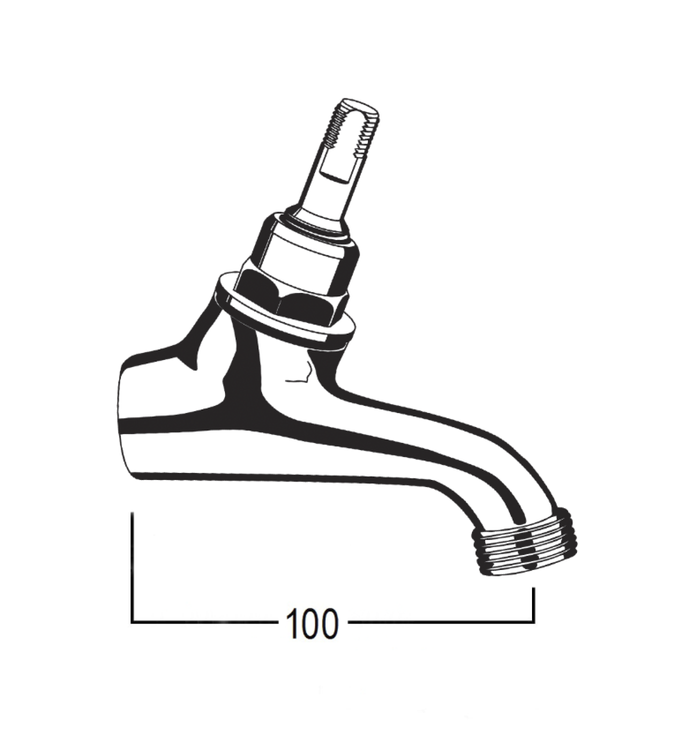 CB | Upswept Bibcock with Female Inlet and Male Screw Nose (without ...