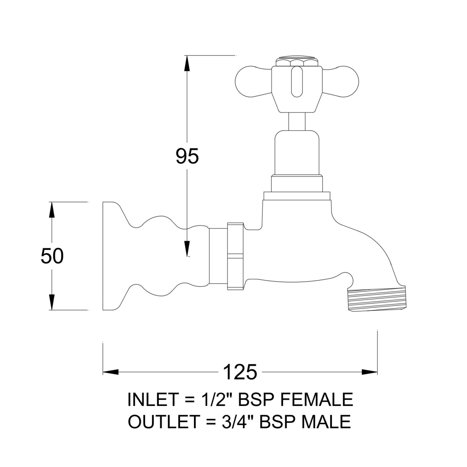 CB | Heritage Flanged Bibcock with Female Inlet and Male Screw Nose ...
