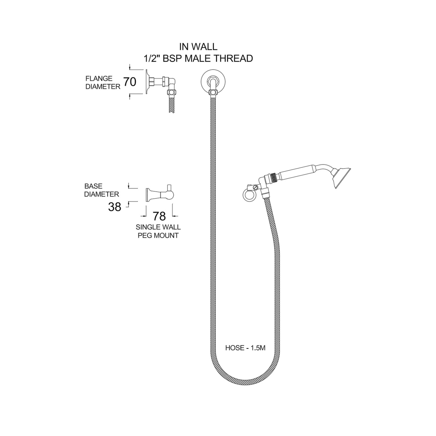 CB | Handshower Kit with Roulette Wall Mount - Handshower Spare Parts ...