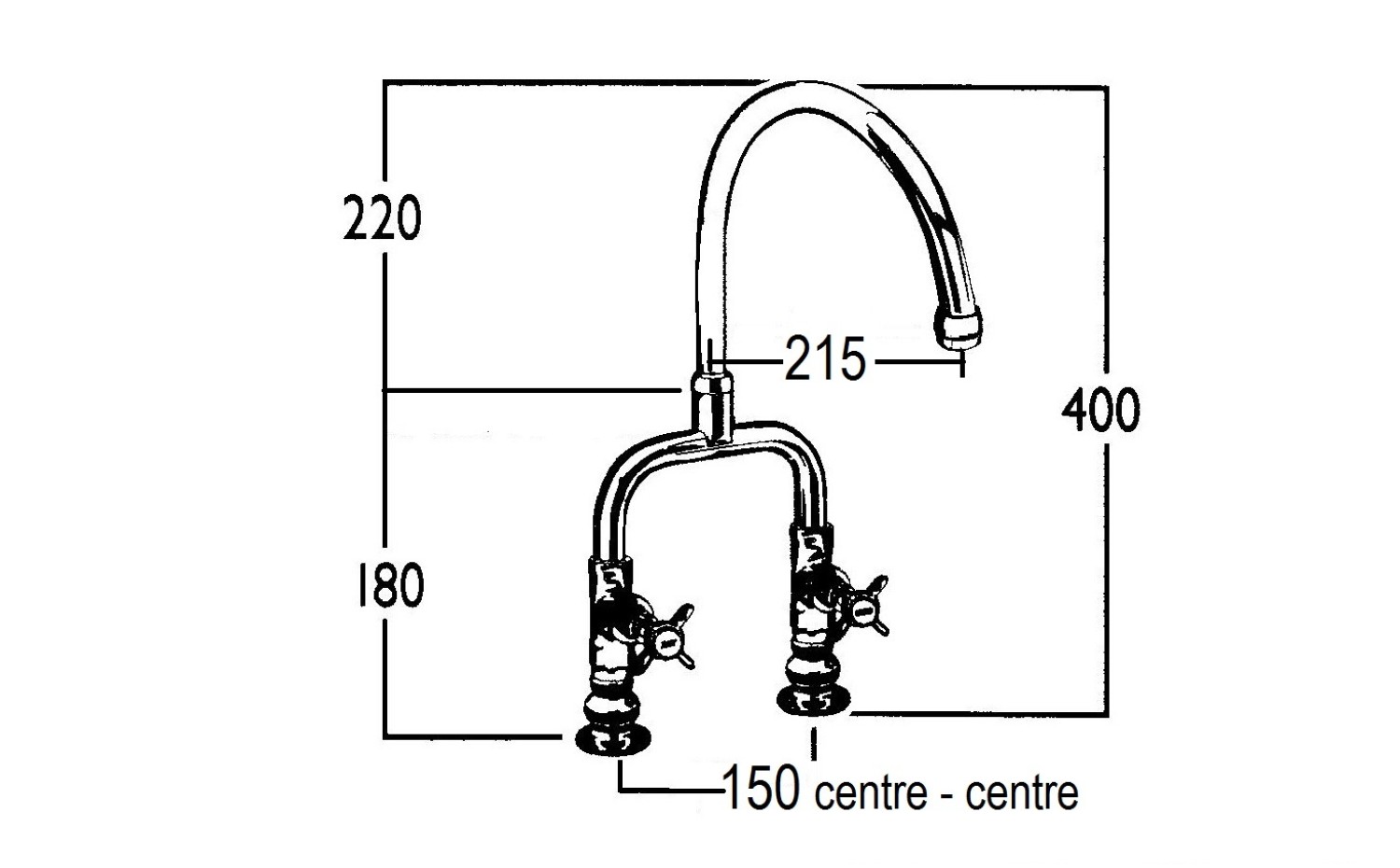 CB | Heritage Exposed Hob Sink Set with Front Taps & Swivel Gooseneck ...