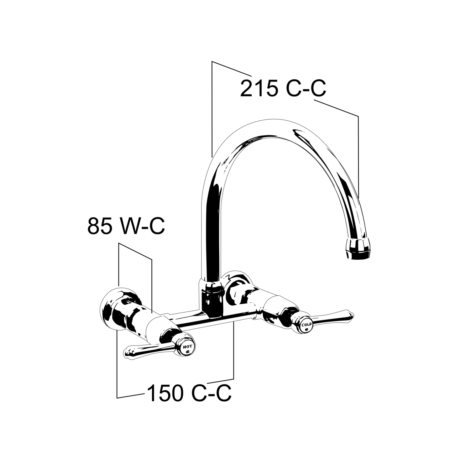 CB | Roulette Lever Exposed Wall Sink Set with Straight Breech ...