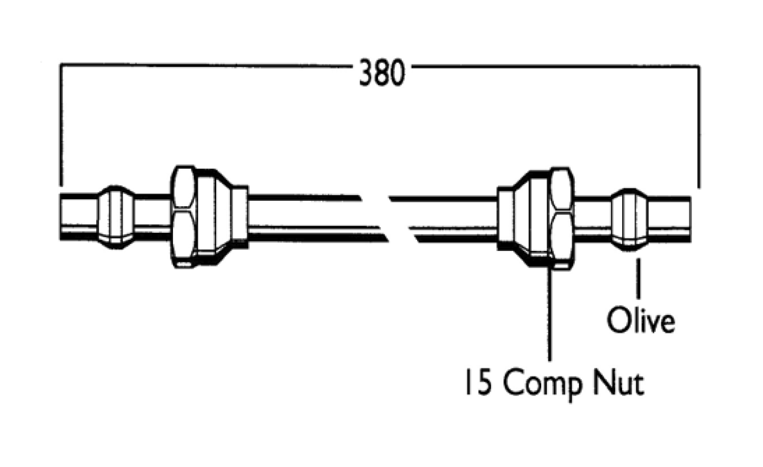 CB | Cistern Connector Tube & Nuts - 380mm Long - Cistern & Isolation ...