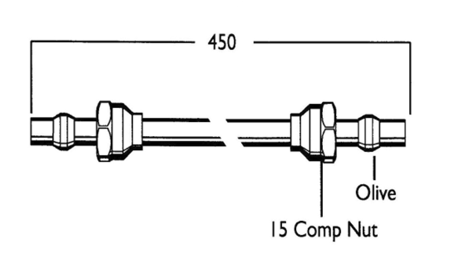 CB | Cistern Connector Tube & Nuts - 450mm Long - Cistern & Isolation ...