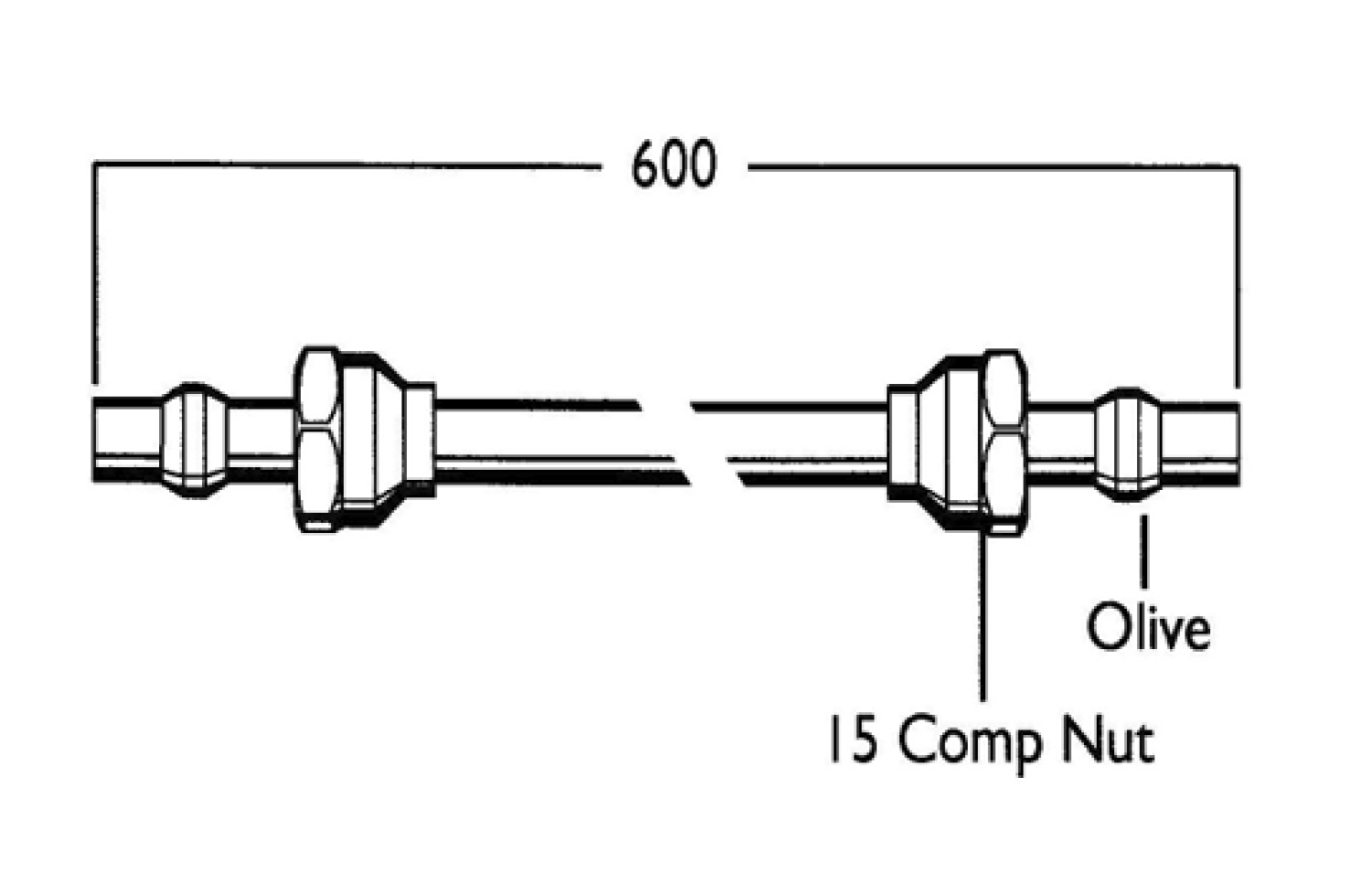 CB | Cistern Connector Tube & Nuts - 600mm Long - Cistern & Isolation ...