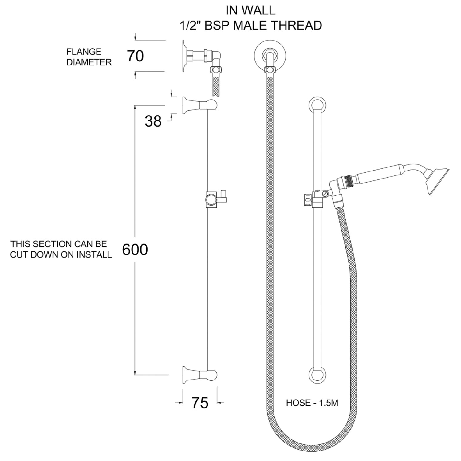 CB | Sliding Rail Shower Kit - Handshower Spare Parts - Outlets & Spares