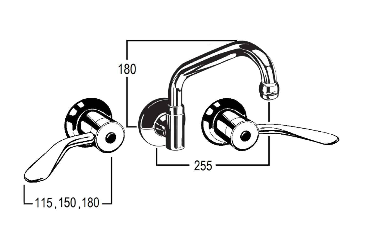 CB | Torrens Flared Lever Wall Sink Set with Upswept Outlet - Wall Bath ...