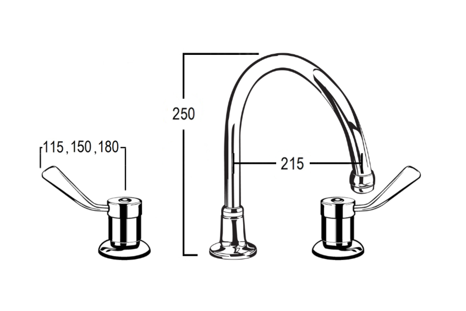 CB | Torrens Flared Lever Hob Sink Set with Swivel Gooseneck Outlet ...