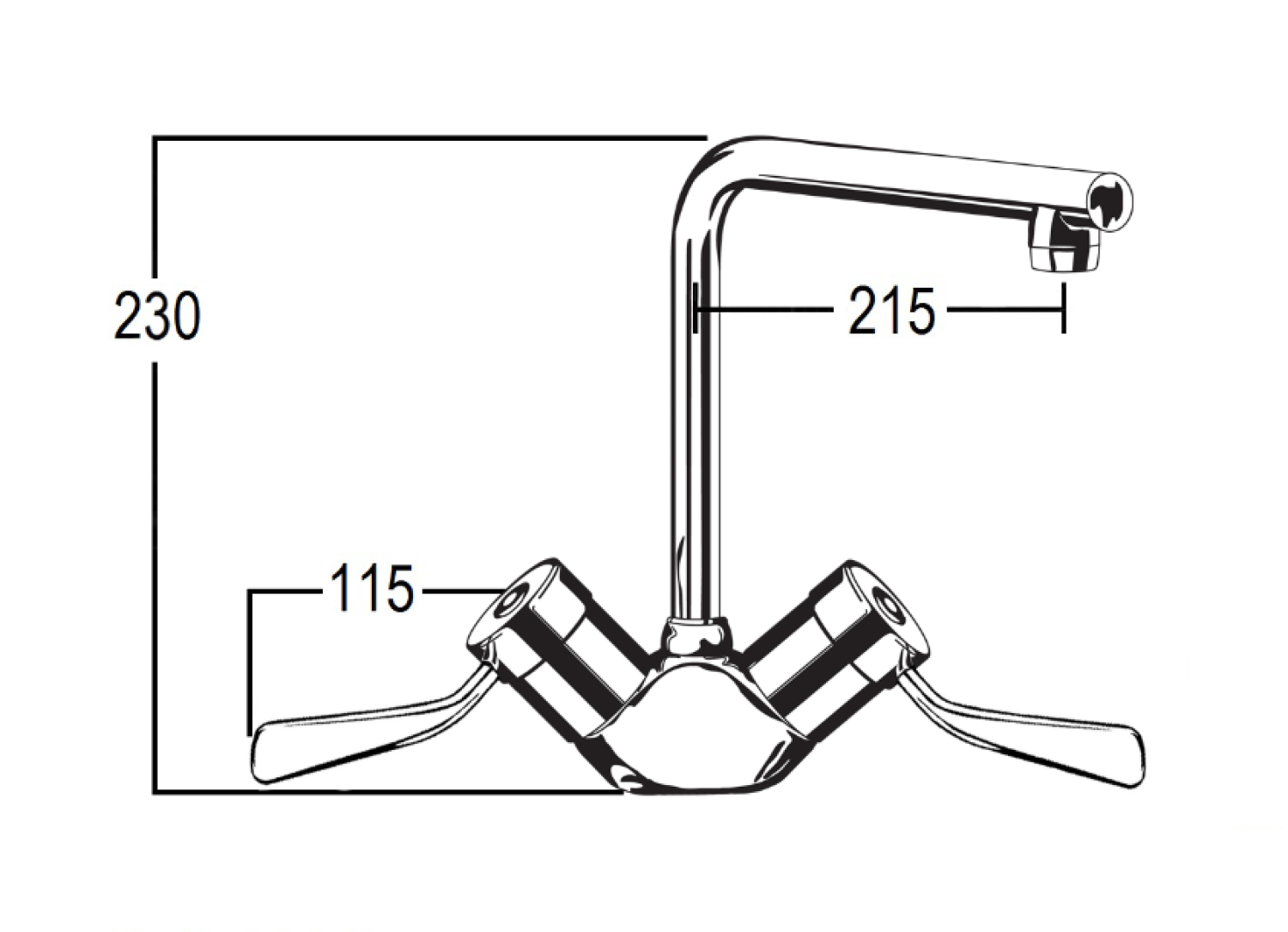 CB | Torrens Flared Lever Sink Duo Mixer with Swivel T Outlet - Hob ...