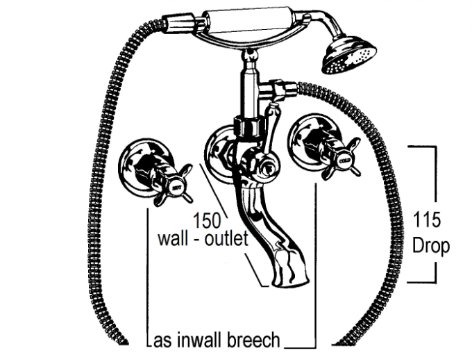 CB | Heritage 3 Piece Telephone Set - Exposed Shower & Bath Sets ...