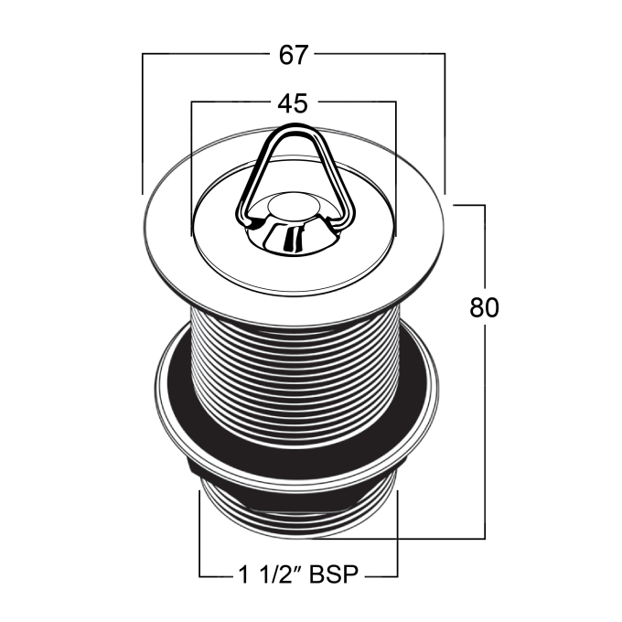 CB | Solid Brass Plug & Waste - 40 x 80 - No Overflow - Plugs & Wastes ...